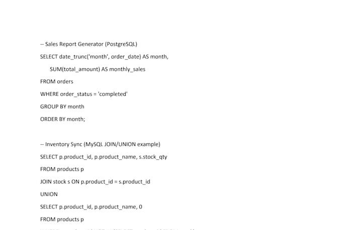 Write custom sql queries, optimize databases, build reports by Rique_eri | Fiverr